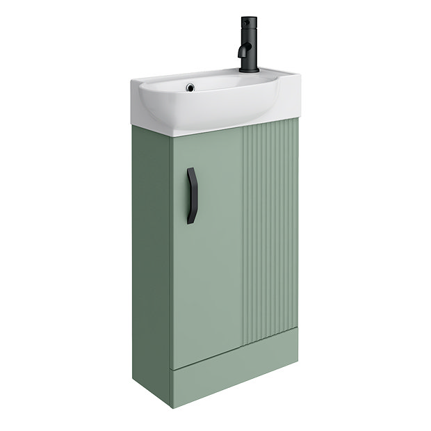 Valencia Perla Fluted Floor Standing Cloakroom Vanity incl. Matt Black ...