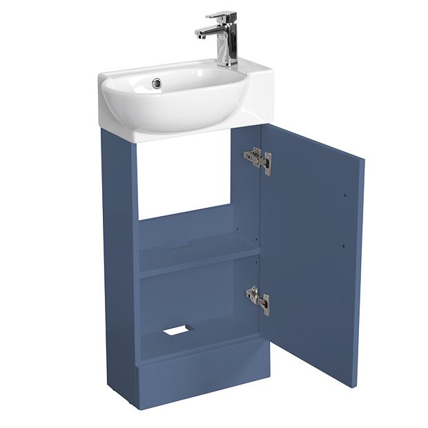 Valencia Perla Fluted Floor Standing Cloakroom Vanity (Matt Blue ...