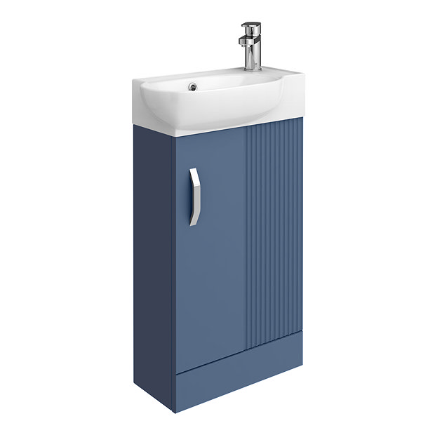 Valencia Perla Fluted Floor Standing Cloakroom Vanity (Matt Blue ...