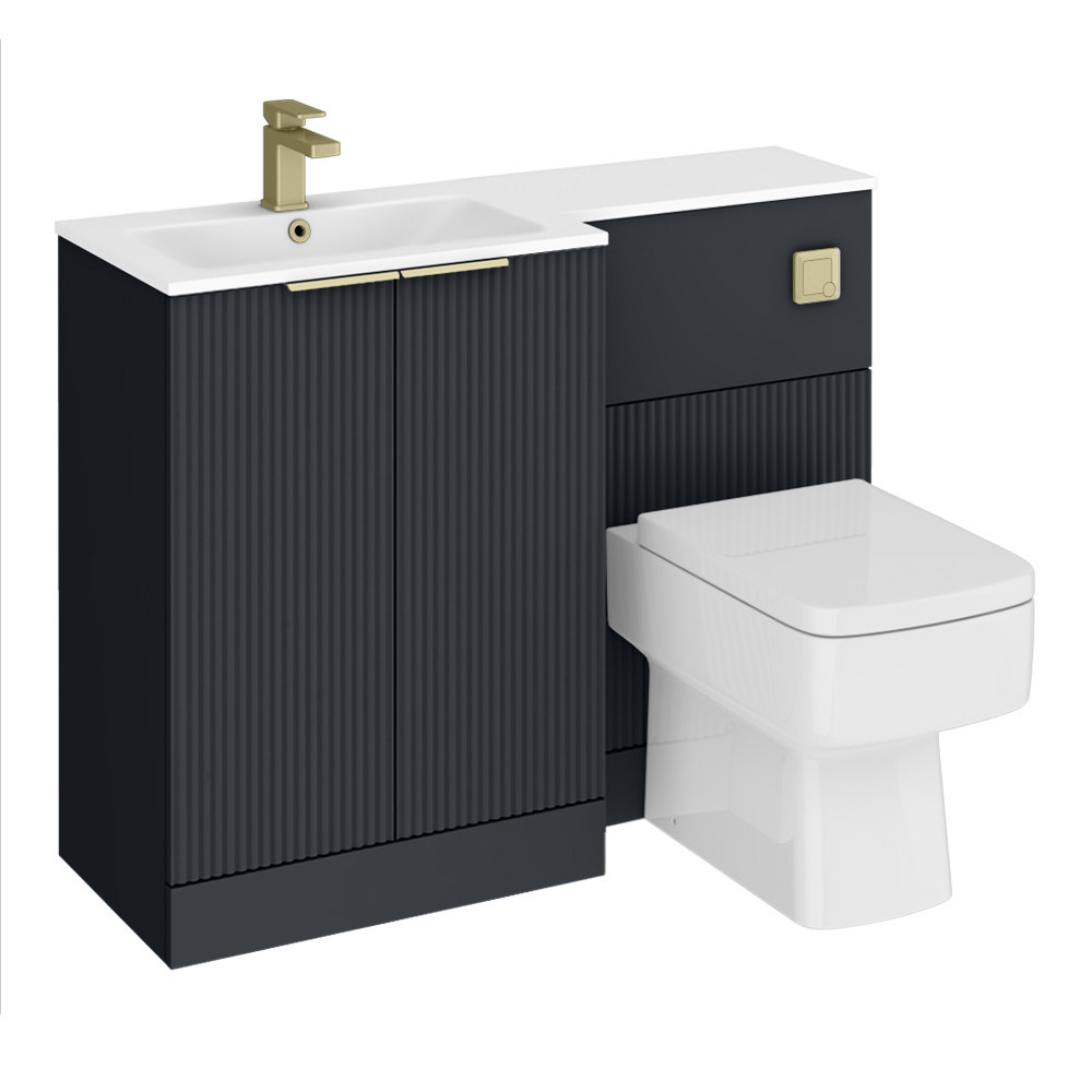 Venice Fluted 1100mm Anthracite Combination Unit with Matt White Stone ...