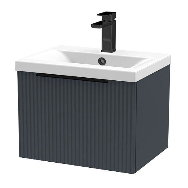 Venice Fluted 500mm Anthracite Grey Single Drawer Wall Hung Vanity Unit ...