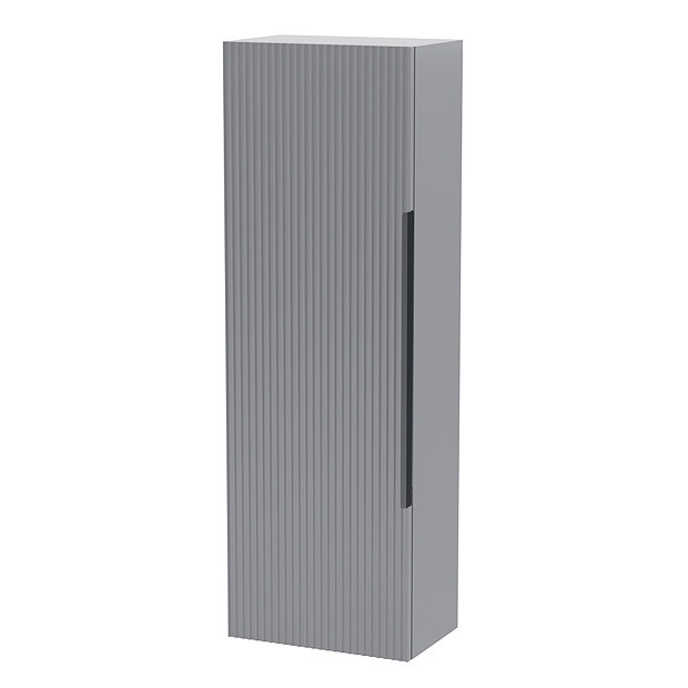 Venice Fluted Wall Hung Tall Storage Cabinet - Satin Grey with Matt ...