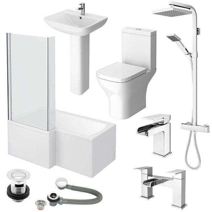 Venice L-Shaped 1500 Complete Bathroom Package | Victorian Plumbing UK