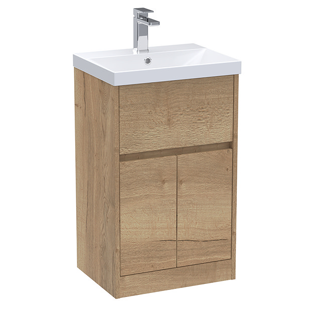 Venice Linea 500mm Rustic Oak Vanity Unit - Floor Standing with Drawer ...