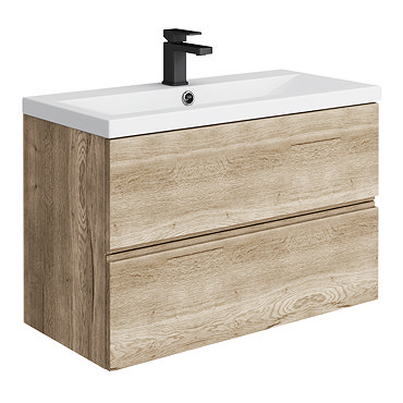Venice Linea 800mm Rustic Oak Wall Hung 2-Drawer Vanity Unit ...