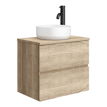 Venice Linea Rustic Oak Countertop Basin Unit - 600mm 2 Drawer with ...