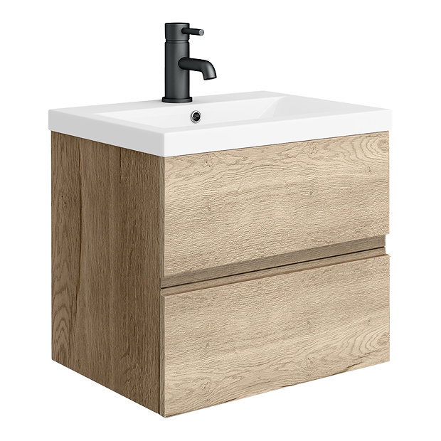 Venice Linea Rustic Oak Cloakroom Suite (Wall Hung Vanity + Toilet)