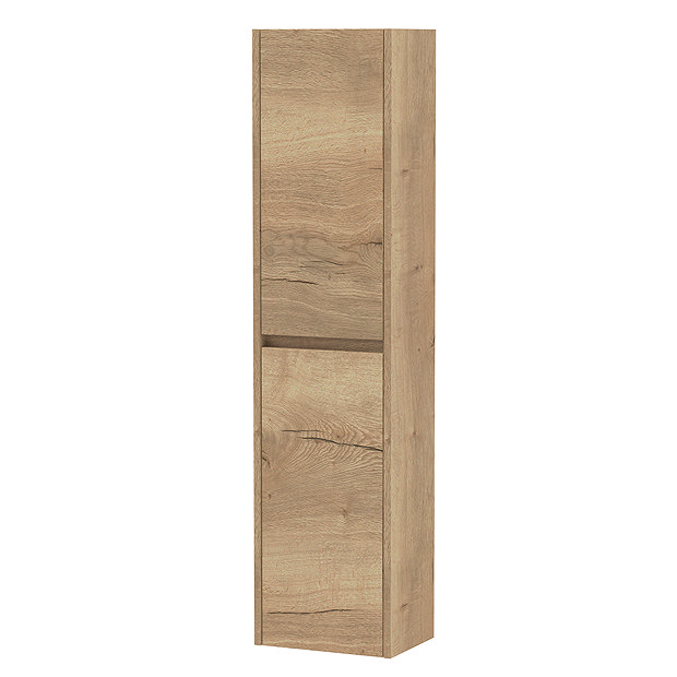 Venice Linea Rustic Oak Wall Hung Tall Storage Unit | Victorian Plumbing UK
