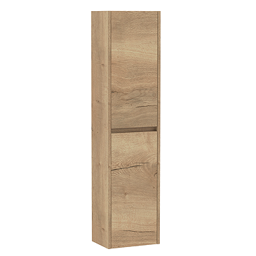 Venice Linea Rustic Oak Wall Hung Tall Storage Unit | Victorian Plumbing UK