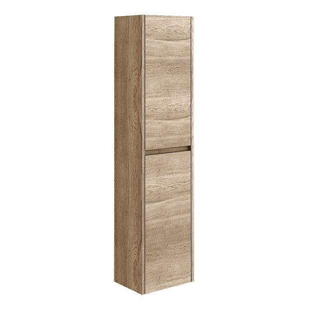 Venice Linea Rustic Oak Wall Hung Tall Storage Unit | Victorian Plumbing UK