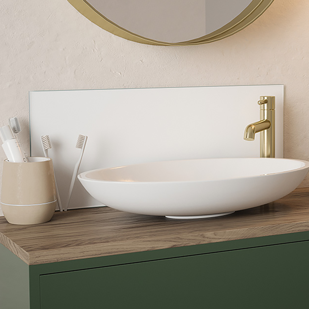 Venice Matt White Glass Self Adhesive Bathroom Splashback 250 x 500mm