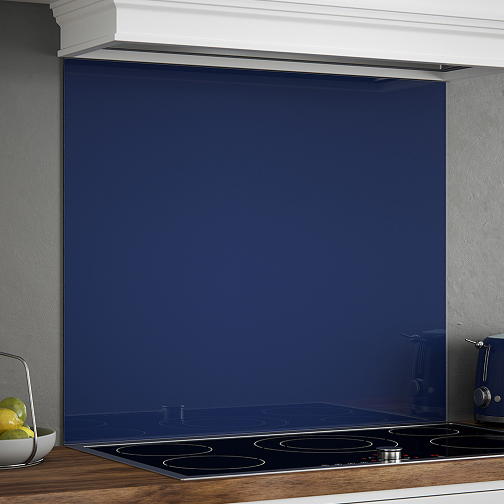 Venice Midnight Blue Glass Self Adhesive Kitchen Splashback 900 x 750mm