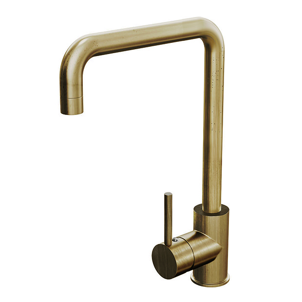 Venice Modern Rustic Brushed Brass Kitchen Mixer Tap with Swivel Spout ...
