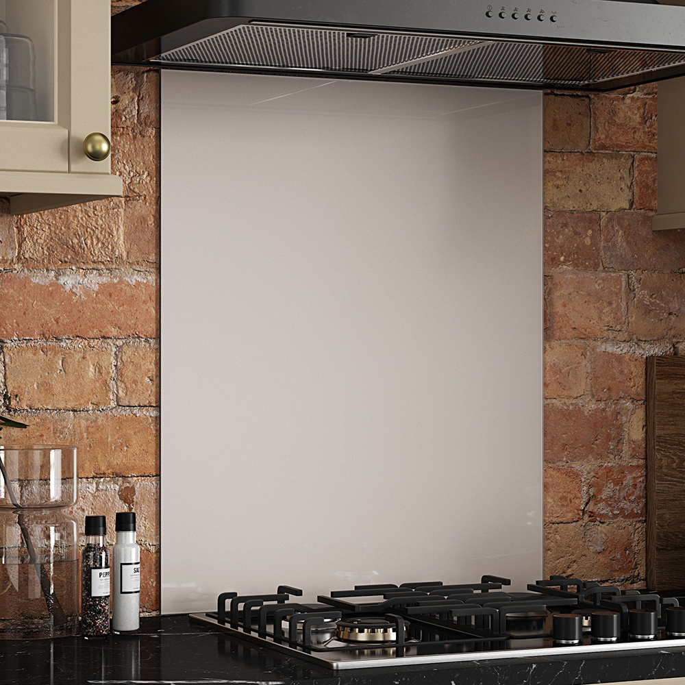 Venice Pale Beige Glass Self Adhesive Kitchen Splashback 600 x 750mm