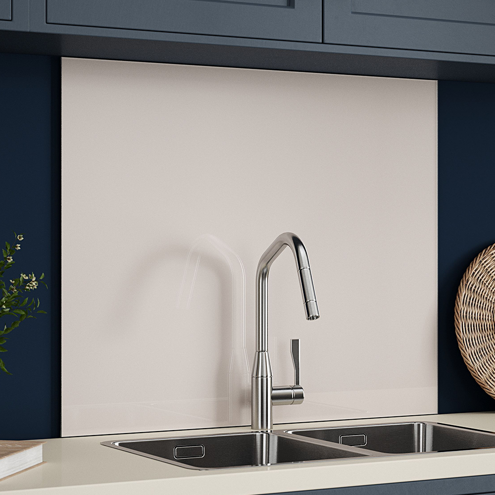 Venice Pale Beige Glass Self Adhesive Kitchen Splashback 900 x 750mm