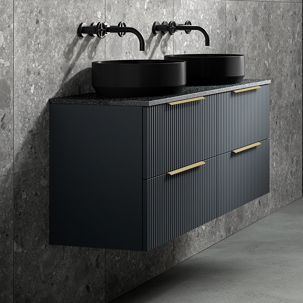 Venice Satin Anthracite Wall Hung Double Countertop Vanity Unit incl. 2 ...