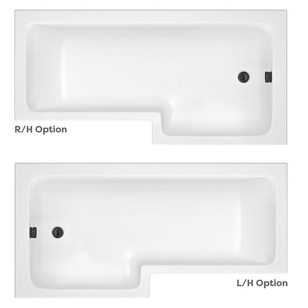 Venice Shower Bath - 1700mm L Shaped with Matt Black Abstract Grid ...