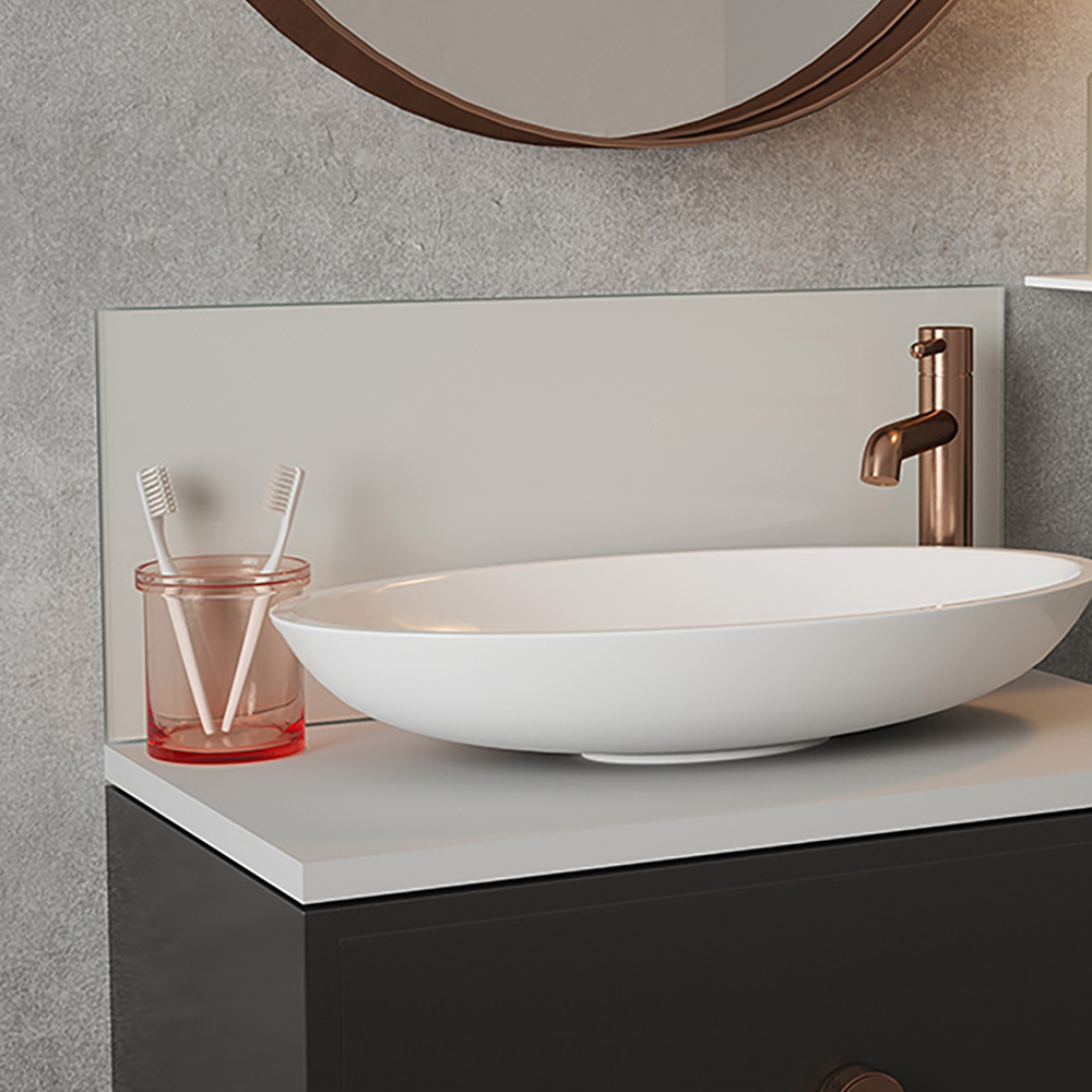 Venice Silk Grey Glass Self Adhesive Bathroom Splashback 250 x 500mm