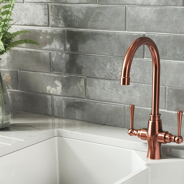 Vernon Rustic Grey Gloss Ceramic Wall Tiles 75 x 300mm