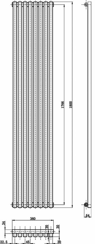 Vertical Designer Radiator - 1800 x 360mm - White - Ex Display at ...