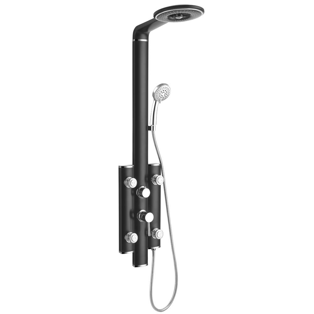 Vesta Round Head Shower Column | Black Finish | Victorian Plumbing