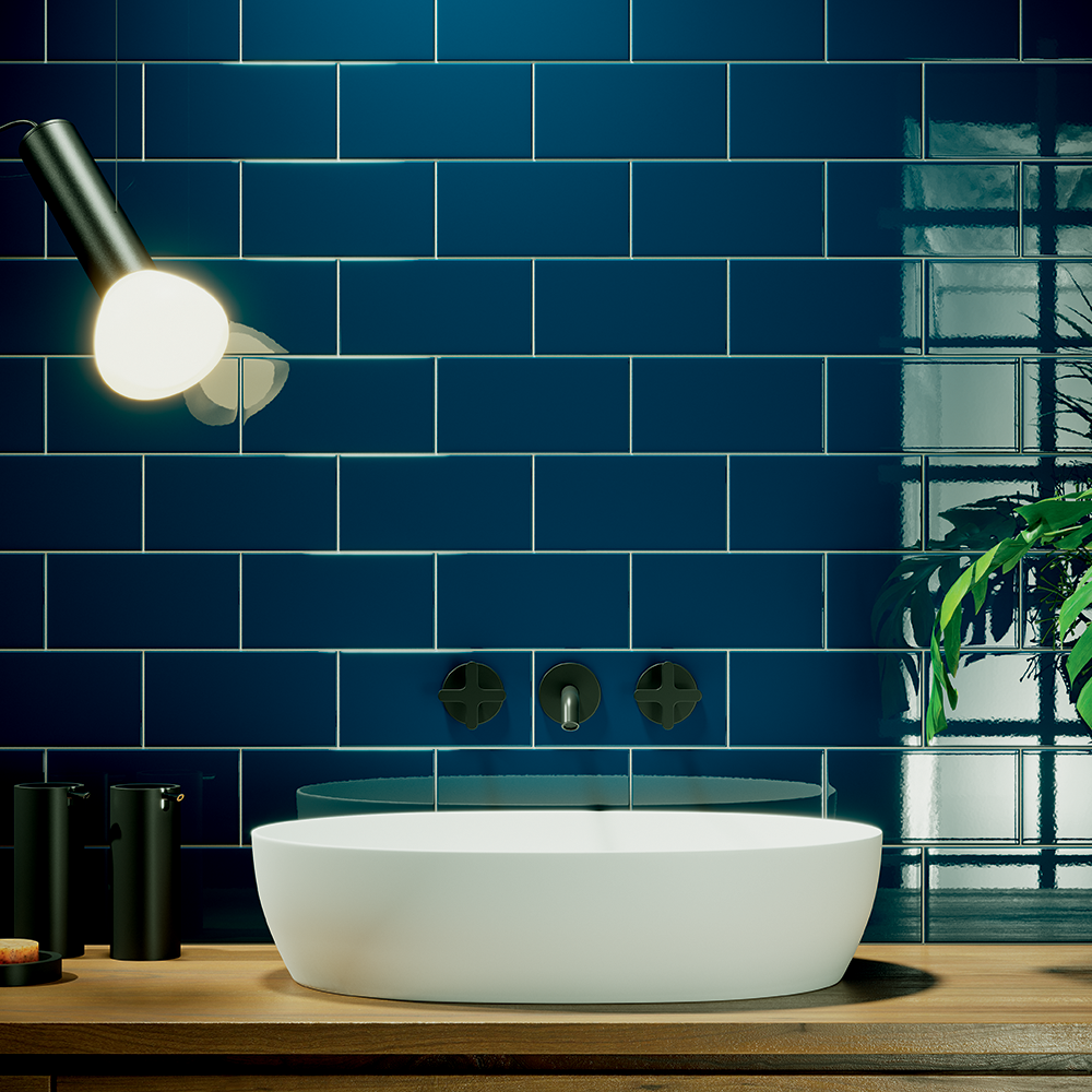 Victoria Metro Flat Wall Tiles - Gloss Dark Teal - 20 x 10cm