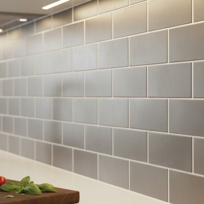 Victoria Metro Flat Wall Tiles - Metallic - 20 x 10cm