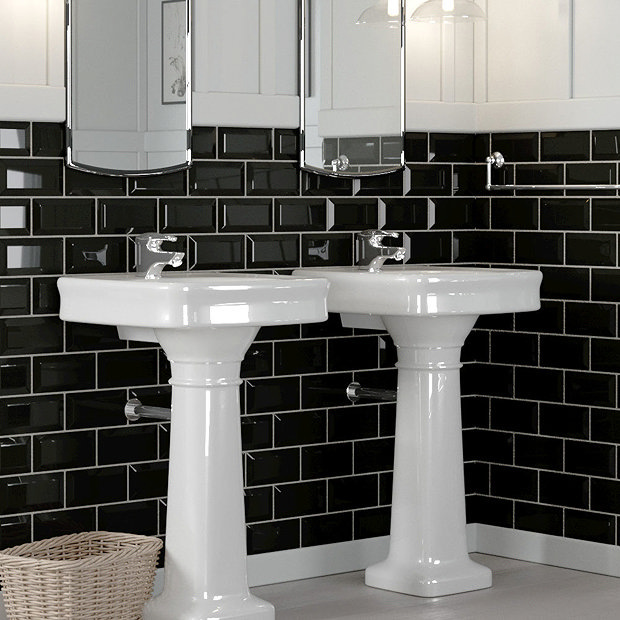 Victoria Metro Wall Tiles - Black - 20 x 10cm