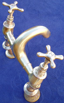 Victorian brass kitchen mixer tap at Victorian Plumbing UK