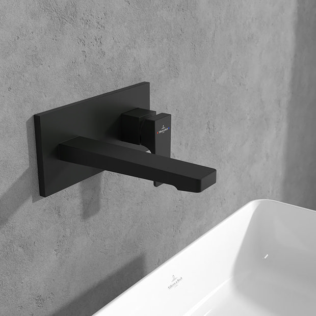 Villeroy And Boch Architectura Matt Black Wall Mounted Square Single