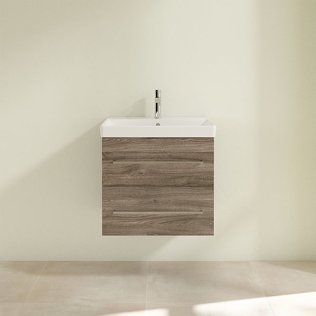 Villeroy and Boch Avento Stone Oak 600mm Wall Hung 2-Drawer Vanity Unit