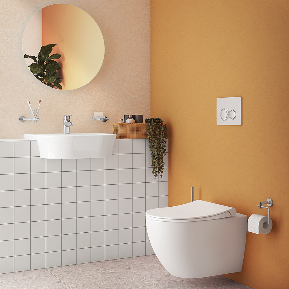 VitrA Evi Semi-Recessed 550mm Compact Washbasin - 1 Tap Hole