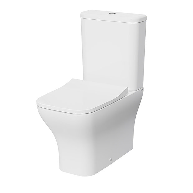 VitrA Evi Square Rimless Close Coupled Toilet - Back-to-Wall with Soft ...