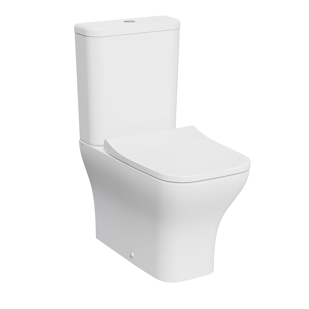 VitrA Evi Square Rimless Close Coupled Toilet - Back-to-Wall with Soft ...
