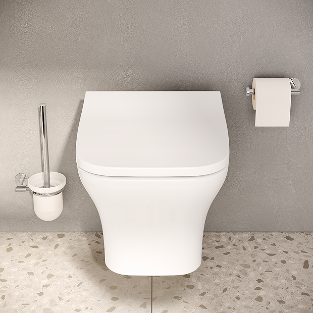 VitrA Evi Square Wall Hung Rimless Toilet with Soft-Close Seat
