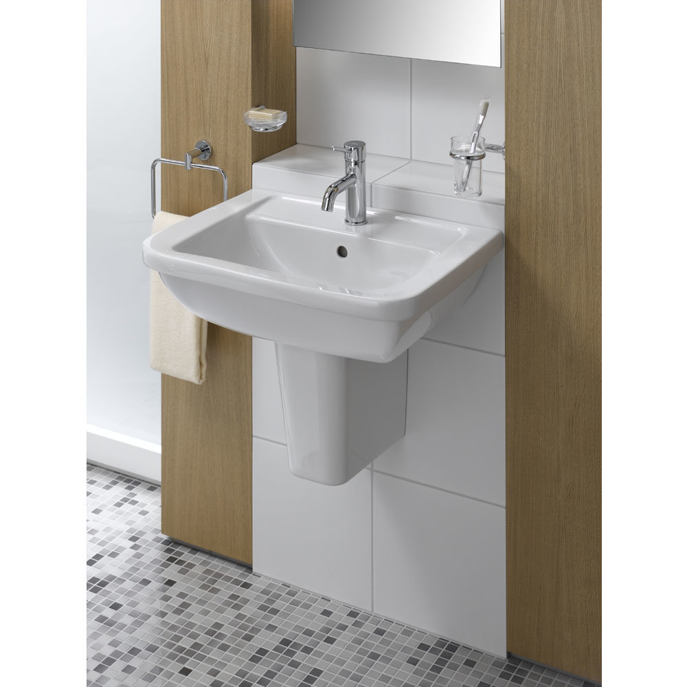 Vitra - Form 300 Basin and Half Pedestal - 1 Tap Hole - 3 Size Options ...