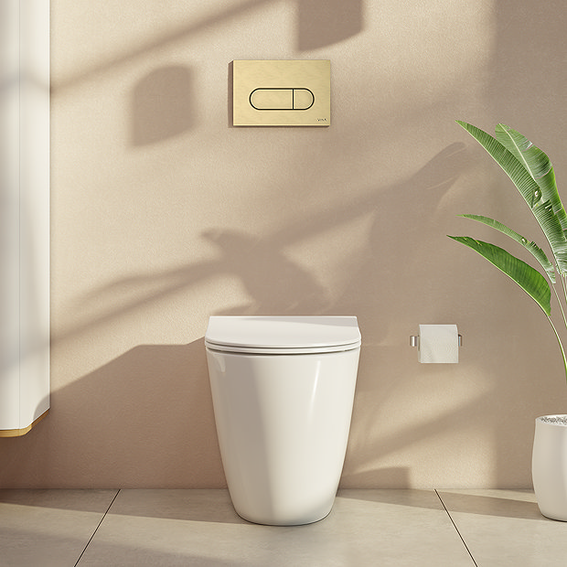 VitrA Loop Round Dual Flush Plate - Brushed Gold