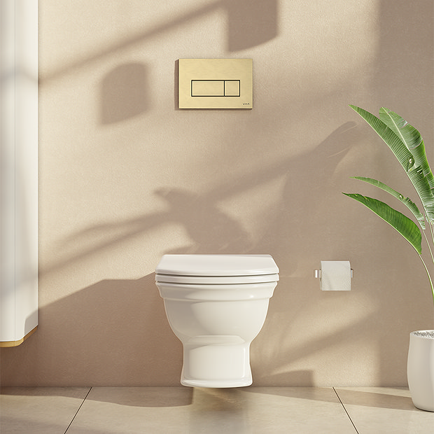 VitrA Loop Square Dual Flush Plate - Brushed Gold - 740-2325