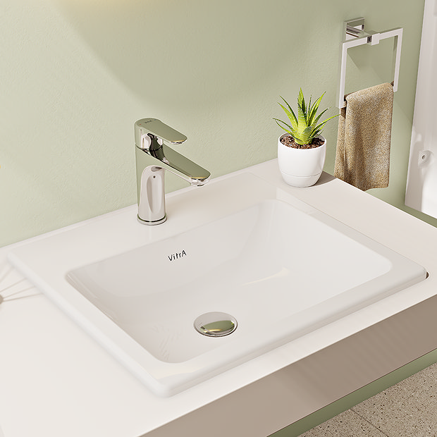 VitrA S20 Inset Square Basin - 1 Tap Hole at Victorian Plumbing UK