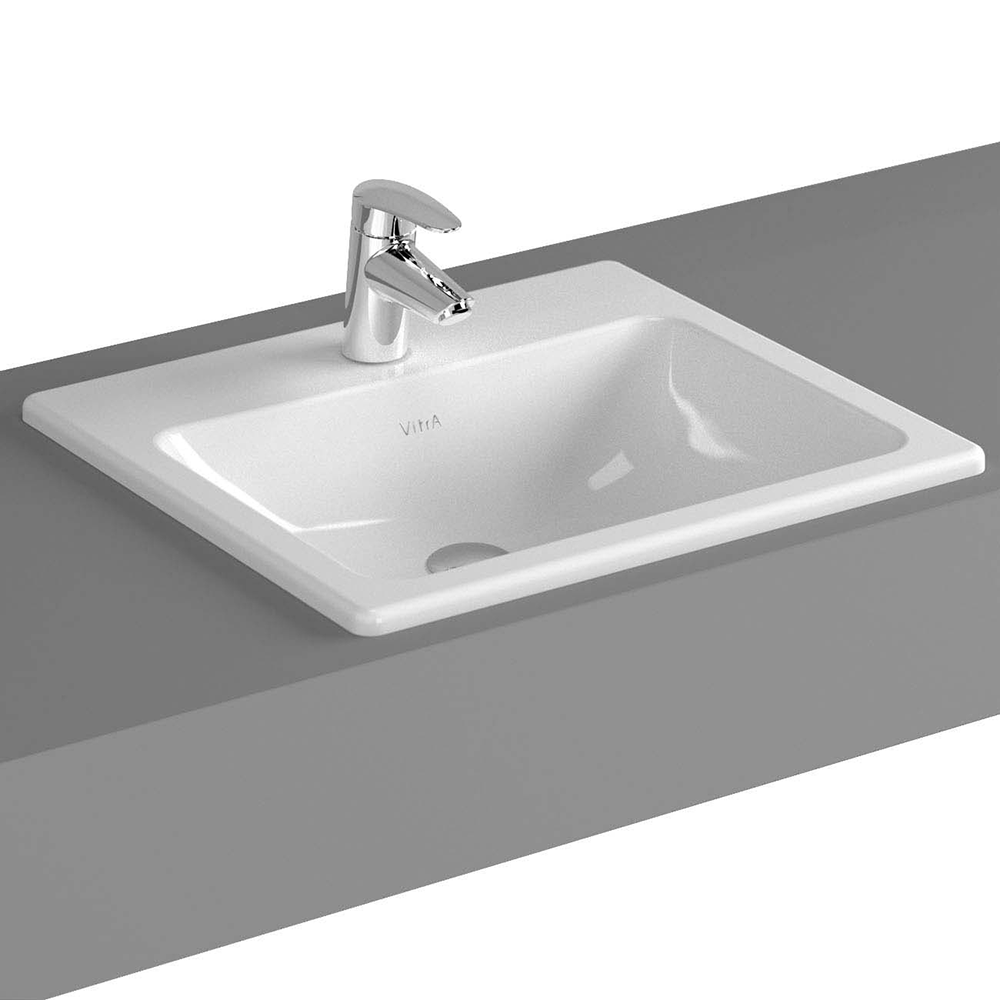 VitrA S20 Inset Square Basin - 1 Tap Hole at Victorian Plumbing UK
