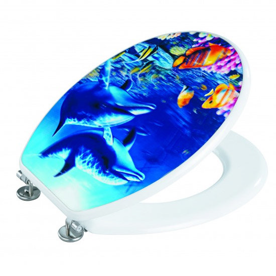 Wenko Dolphin 3D Design MDF Toilet Seat - 19689100 at Victorian Plumbing UK