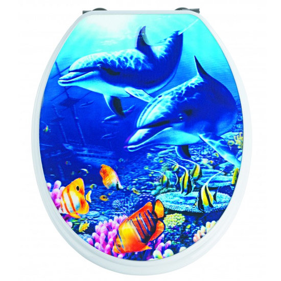 Wenko Dolphin 3D Design MDF Toilet Seat - 19689100 at Victorian Plumbing UK