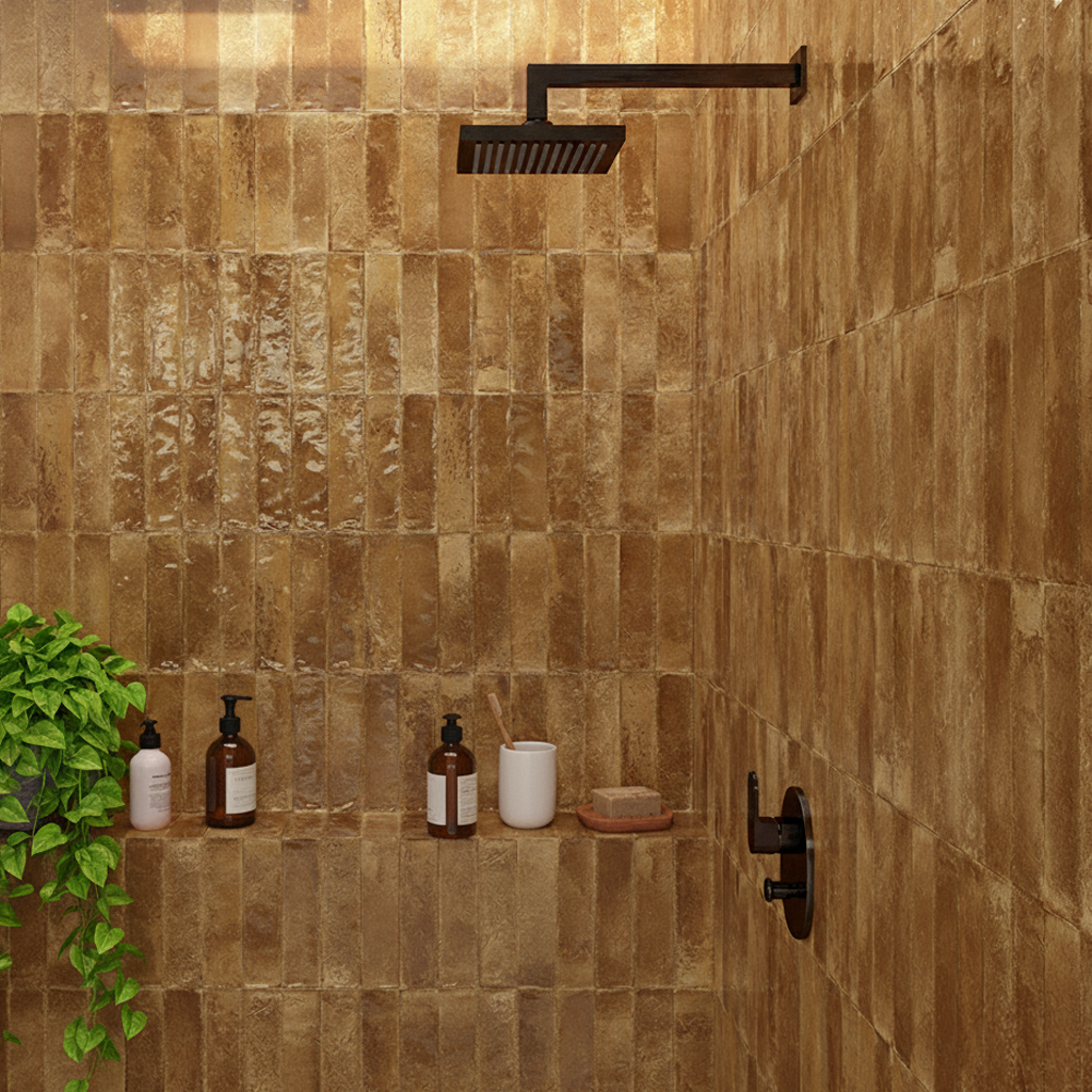 Willaton Rustic Brown Gloss Wall Tiles 65 x 250mm