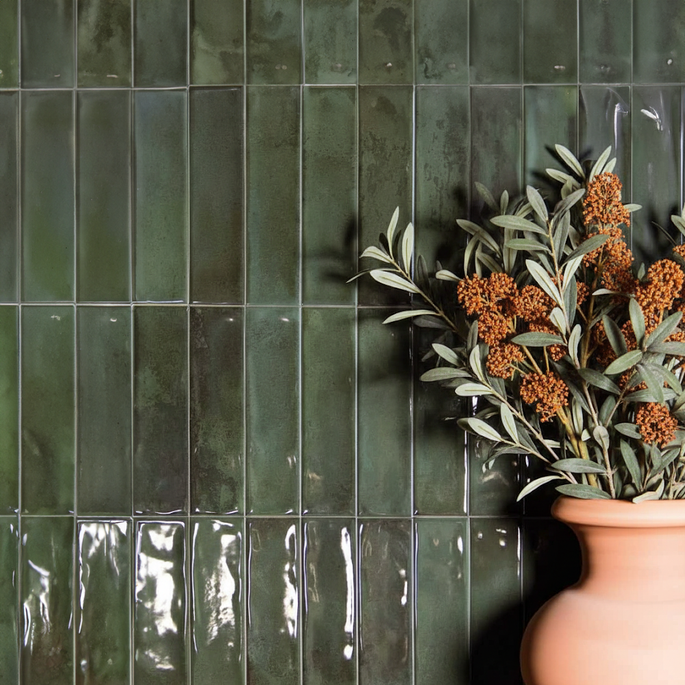 Willaton Rustic Forest Green Gloss Wall Tiles 65 x 250mm