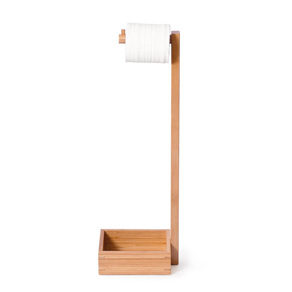 Wooden Freestanding Toilet Roll Holder Bamboo